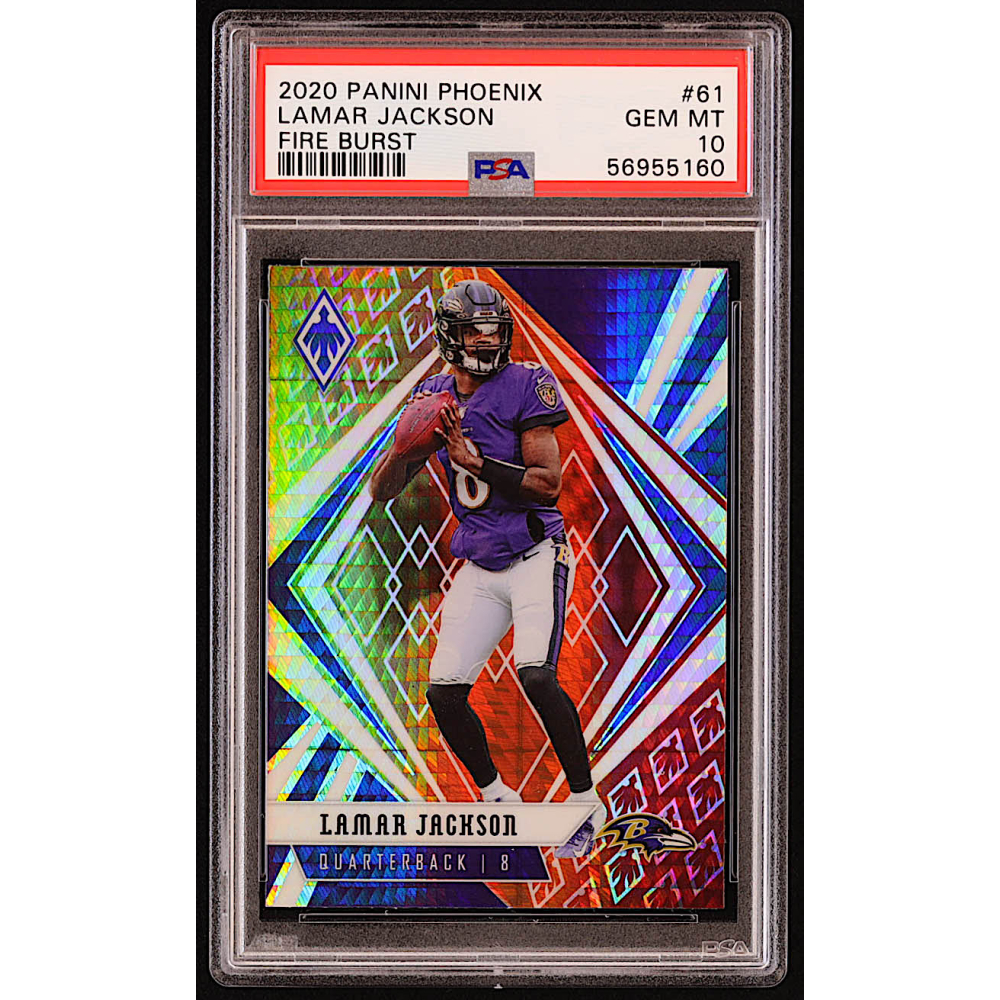 Lamar Jackson 2020 Panini Phoenix Fire Burst #61 (PSA 10) | Pristine ...
