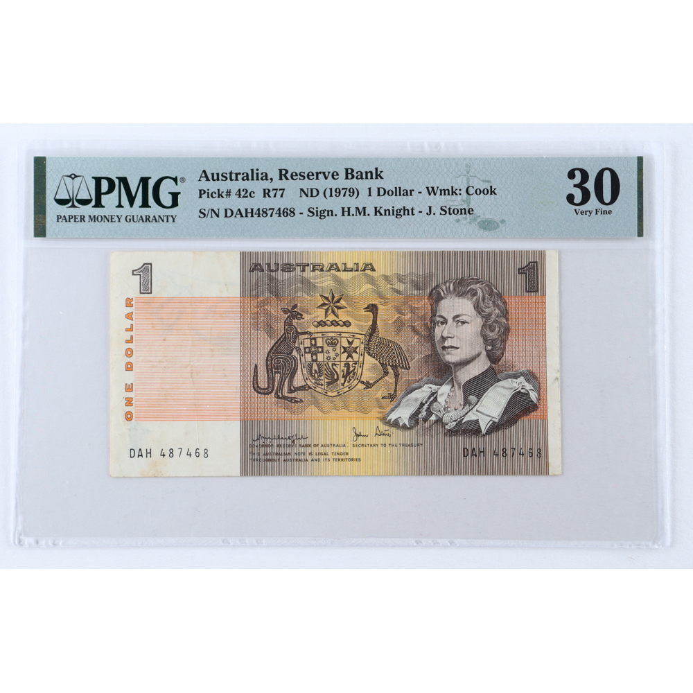 ND (1979) Australia, Reserve Bank - $1 One Dollar - Watermark: Cook ...