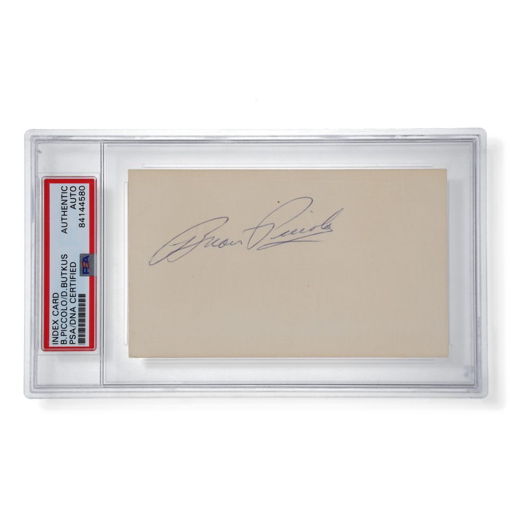Brian Piccolo & Dick Butkus Signed Index Card (PSA) | Pristine Auction