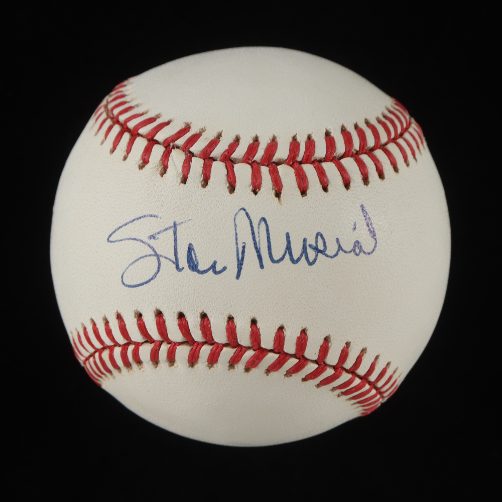 Stan Musial Signed ONL Baseball with Wood Display Case & Hall Of Fame ...