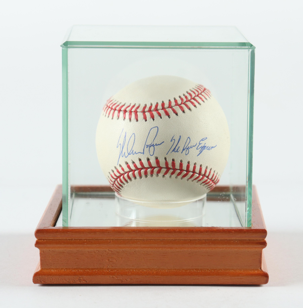 Nolan Ryan Signed ONL Baseball Inscribed "The Ryan Express" With Wood Display Case (PSA ...
