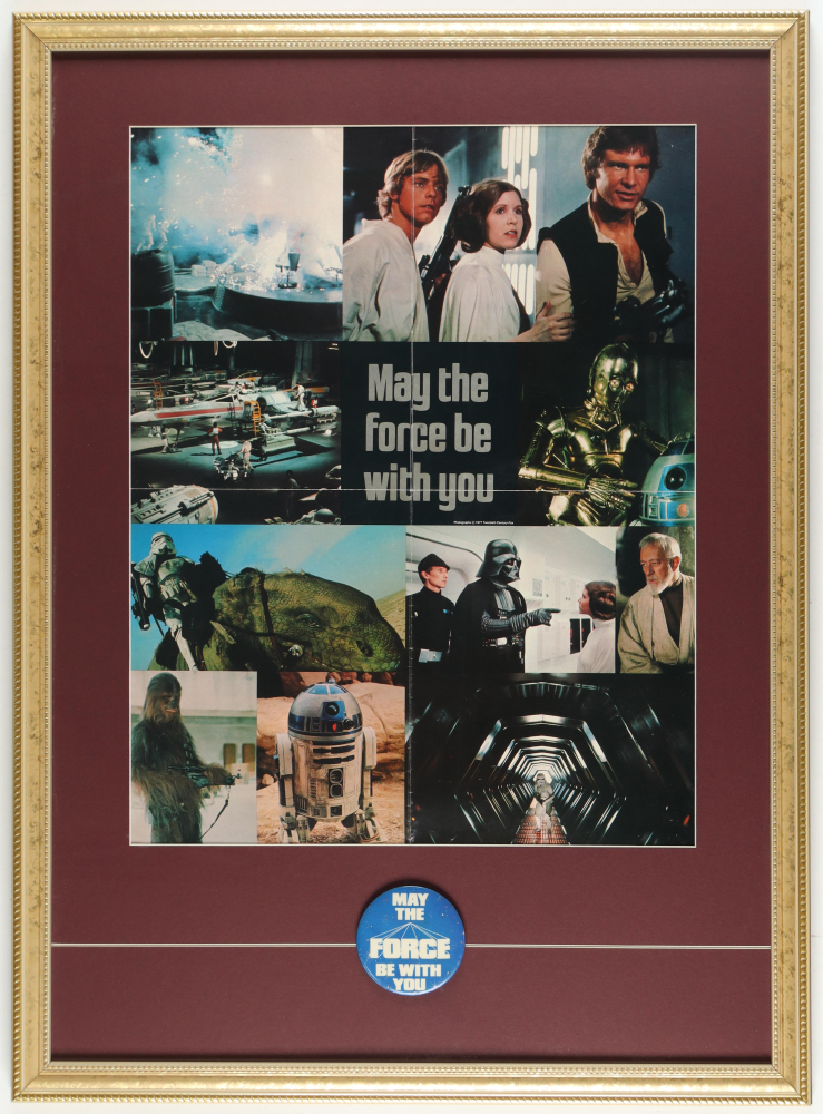1977 "Star Wars May The Force Be With You" Custom Framed Promotional ...