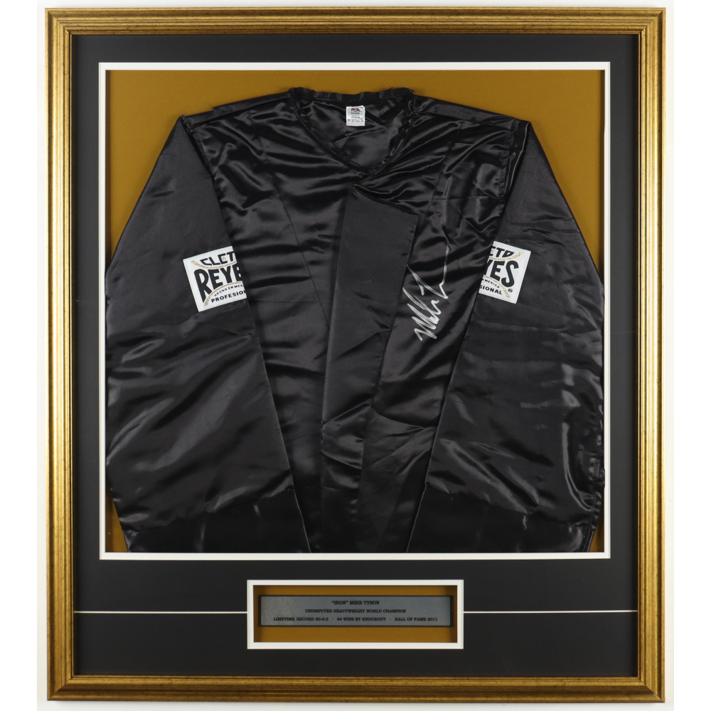 Mike Tyson Signed Custom Framed Cleto Reyes Professional Boxing Robe ...