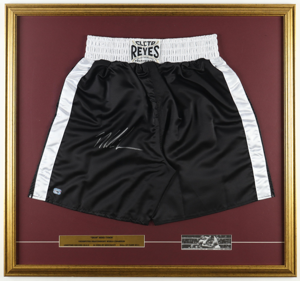 Mike Tyson Signed Custom Framed Boxing Trunks Display (Tyson ...