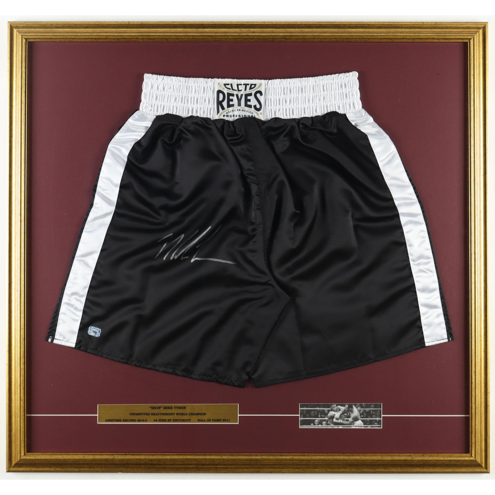 Mike Tyson Signed Custom Framed Boxing Trunks Display (Tyson ...