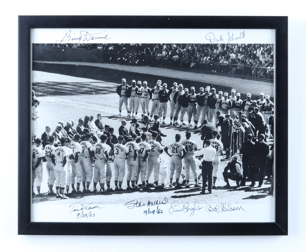 Stan Musial Retirement Day Custom Framed Photo Signed by (6) with Stan ...