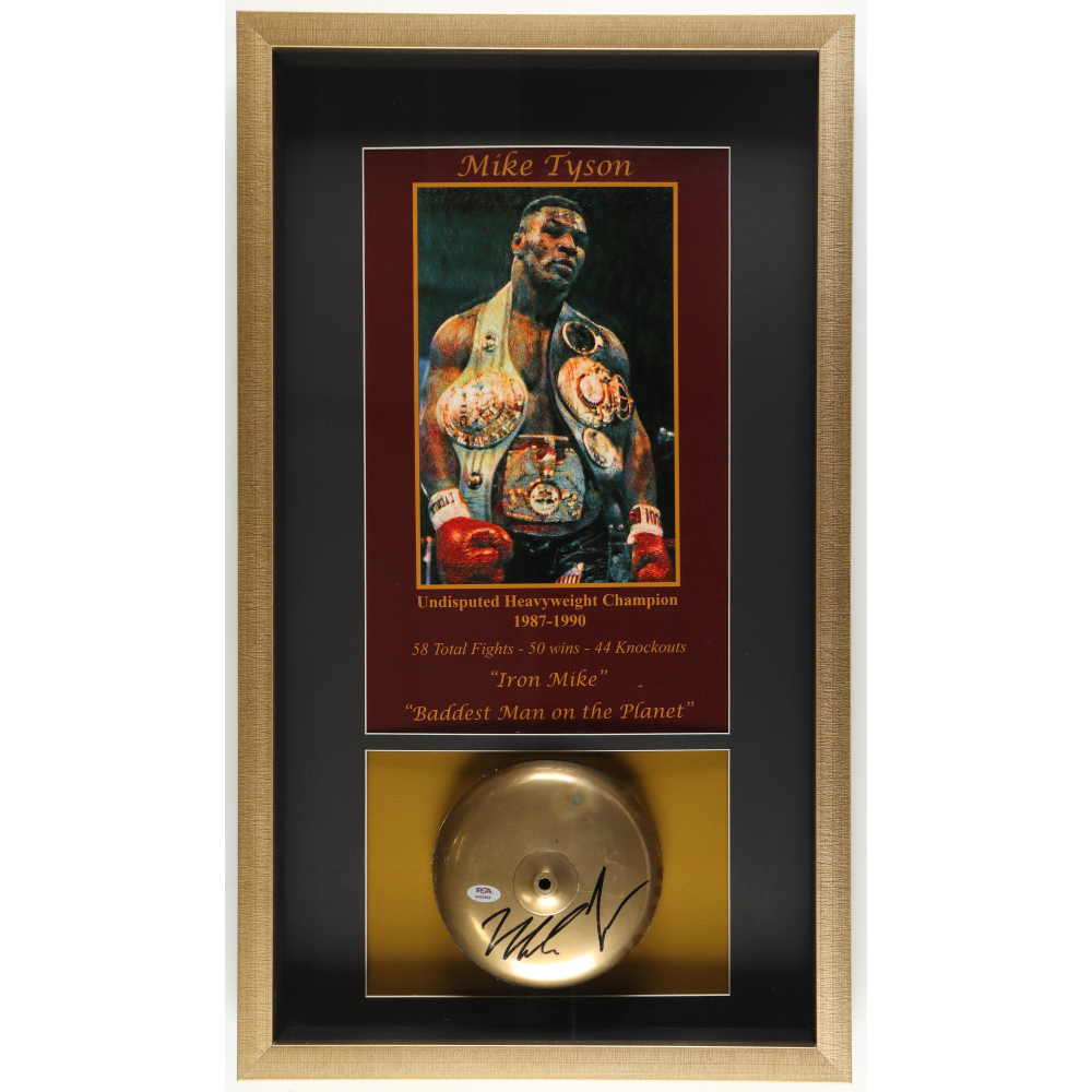Mike Tyson Signed Boxing Ring Bell Shadowbox Display (PSA) | Pristine ...