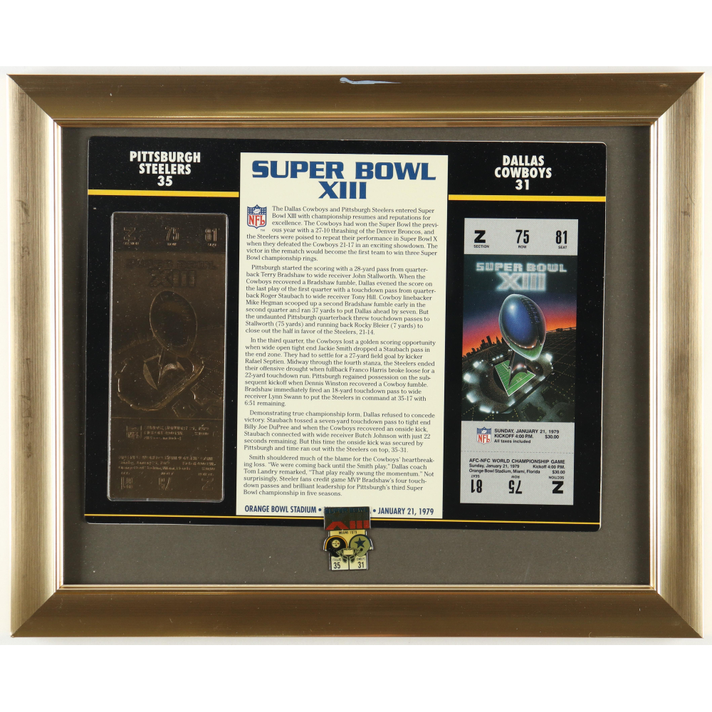 1979 Commemorative Super Bowl XIII Card with Commemorative 22 Karat ...