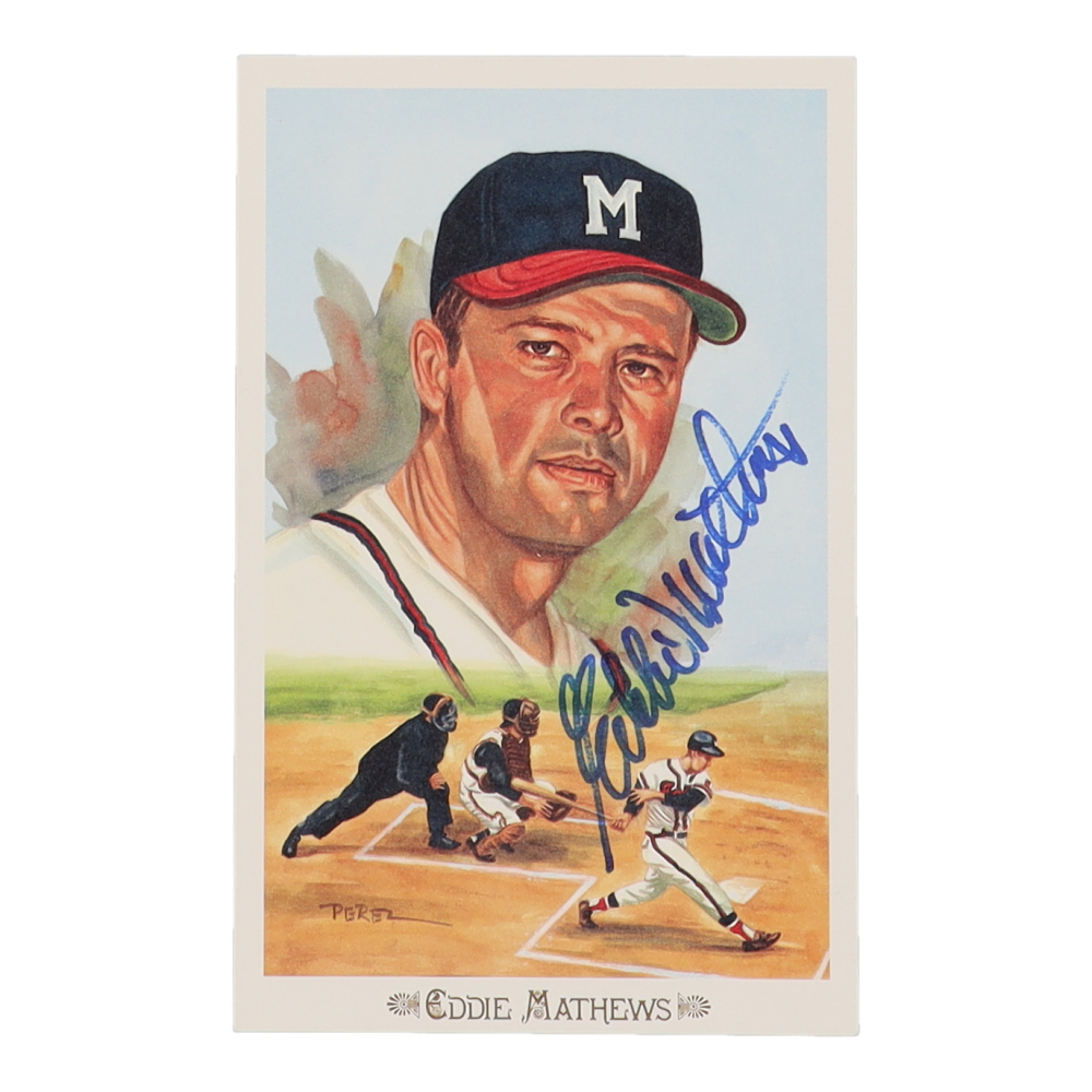 Eddie Mathews Signed LE 1989 Perez-Steele Celebration Postcard #30 (JSA) | Pristine Auction