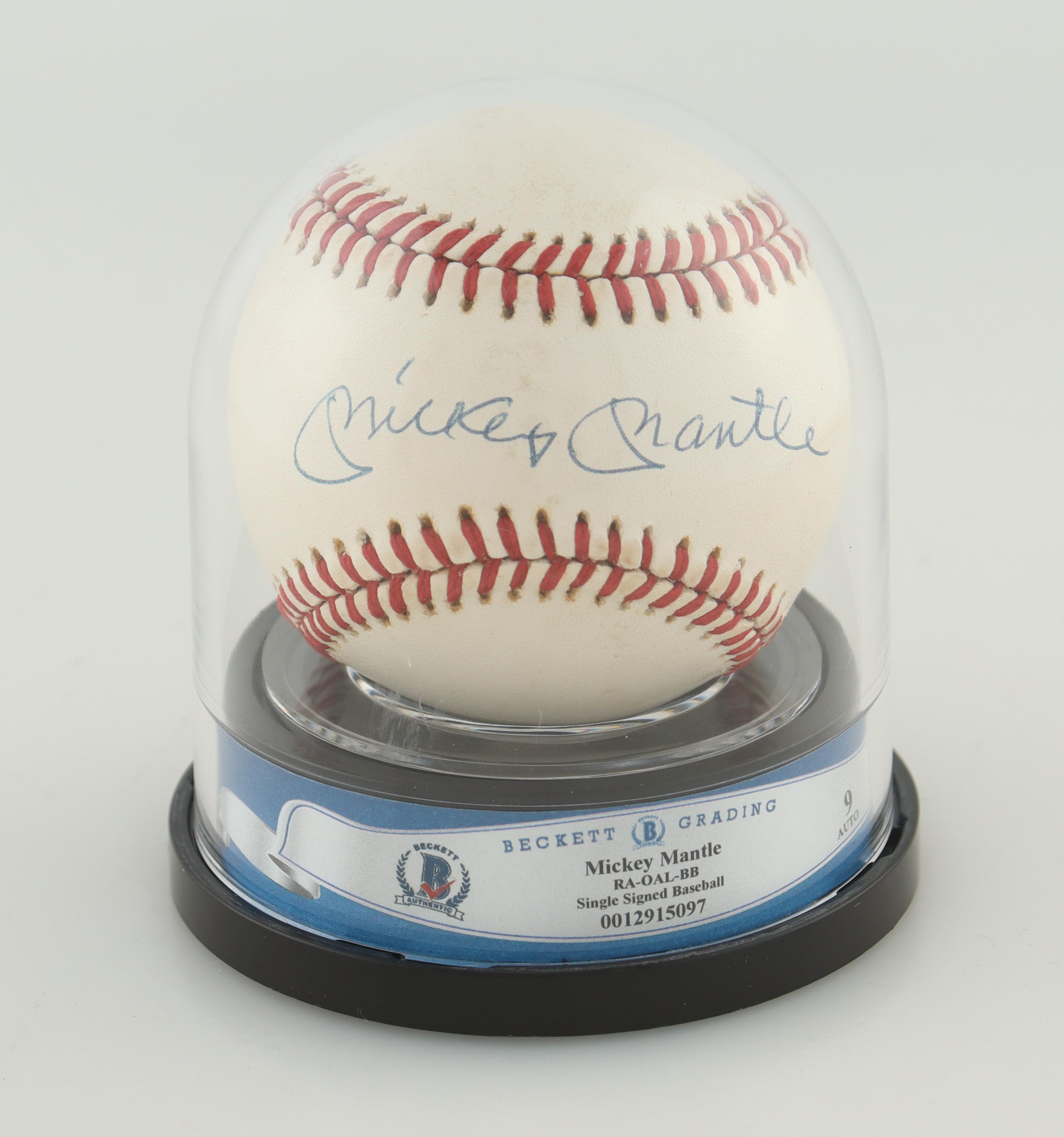 Mickey Mantle Signed OAL Baseball with High Quality Display Case (BGS ...