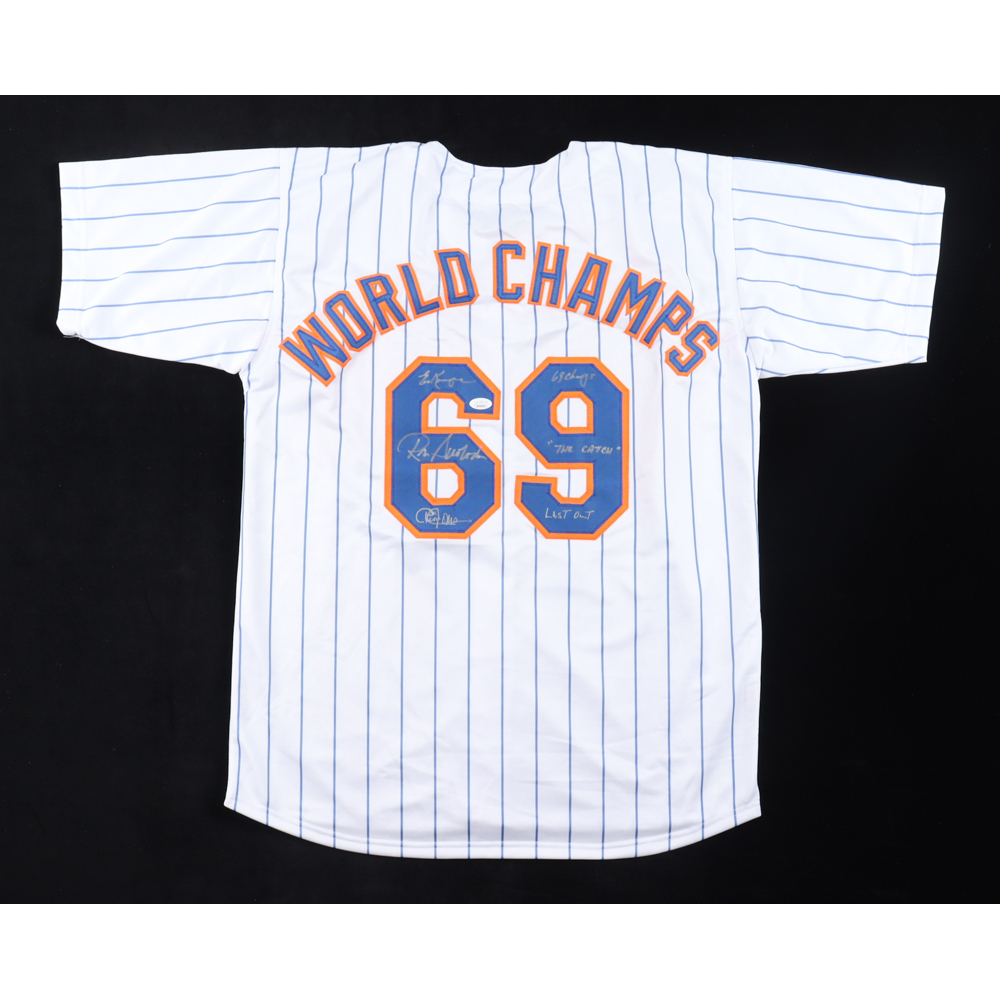 Cleon Jones, Ed Kranepool & Ron Swoboda Signed Jersey Inscribed "69 ...