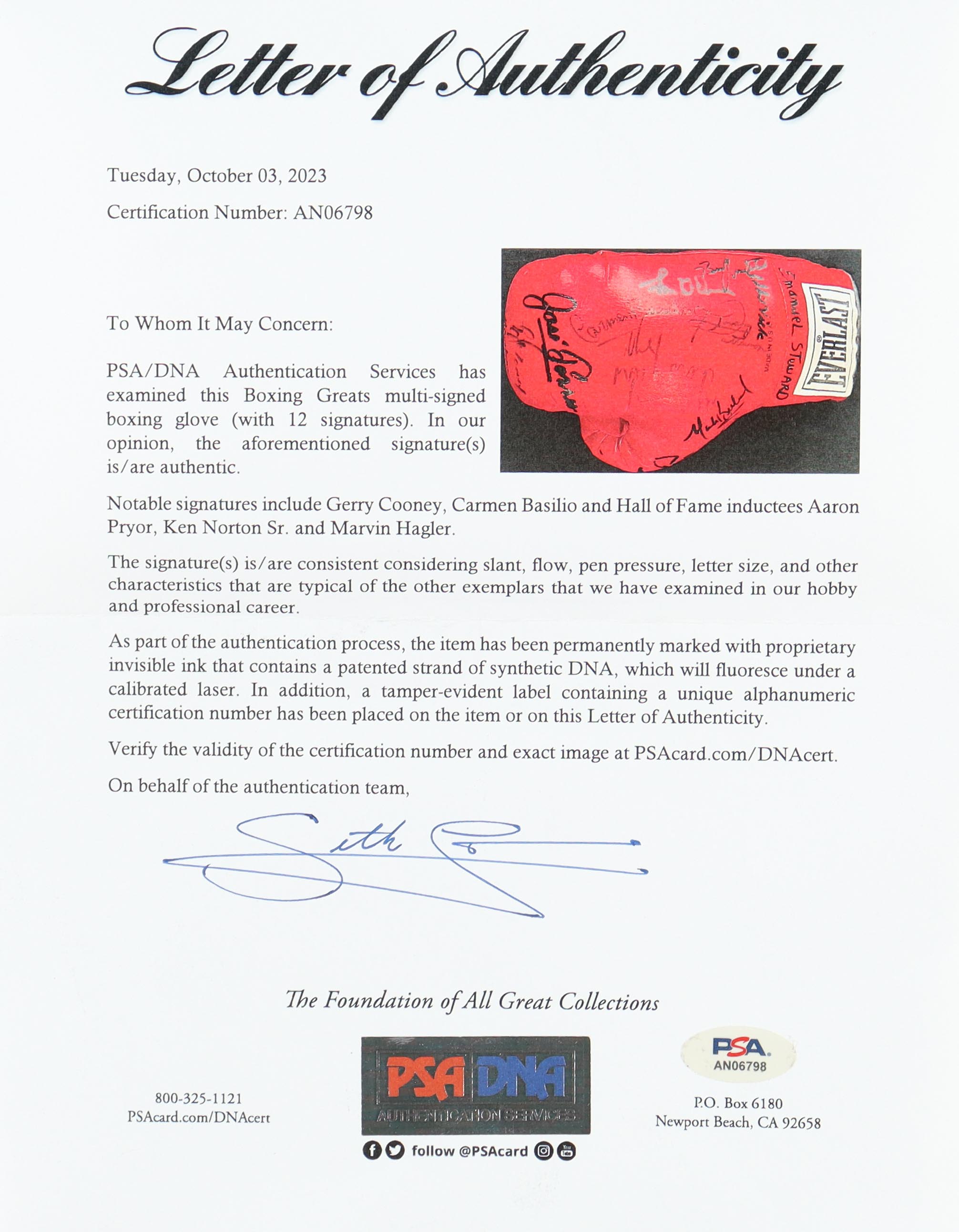 Boxing Greats Red Everlast Boxing Glove Signed by (12) with Ken Norton ...