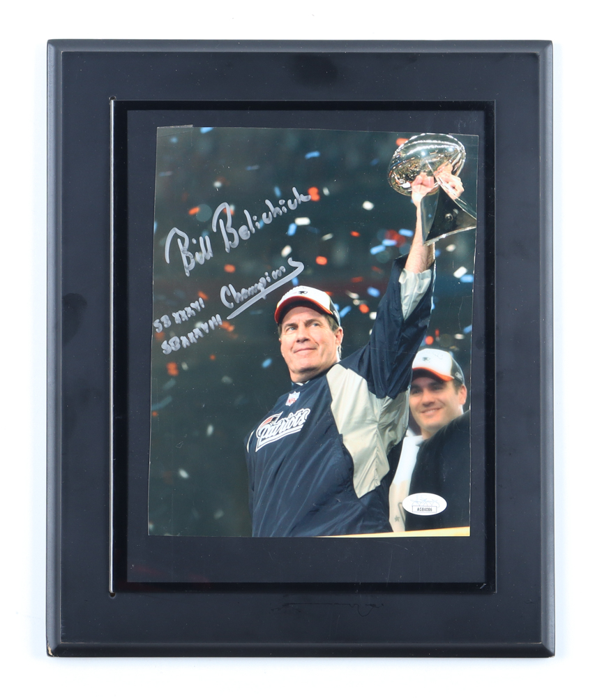 Bill Belichick Signed Patriots Photo Plaque Inscribed "SB XXXVI SB ...