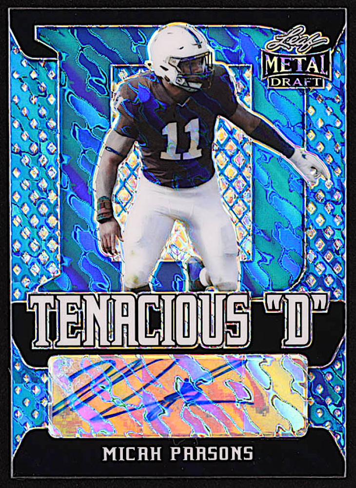 Micah Parsons 2021 Leaf Metal Draft Tenacious D Marbles Blue #TDMP1 RC ...
