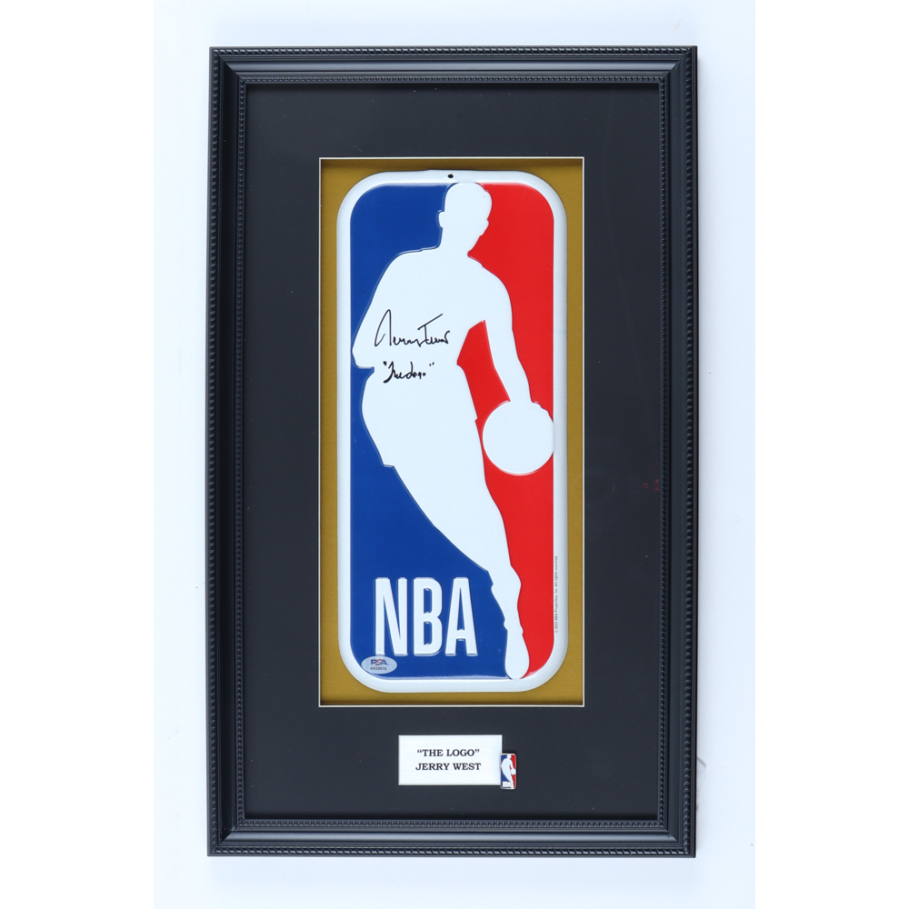 Jerry West Signed NBA Logo Custom Framed Metal Sign Display With NBA ...