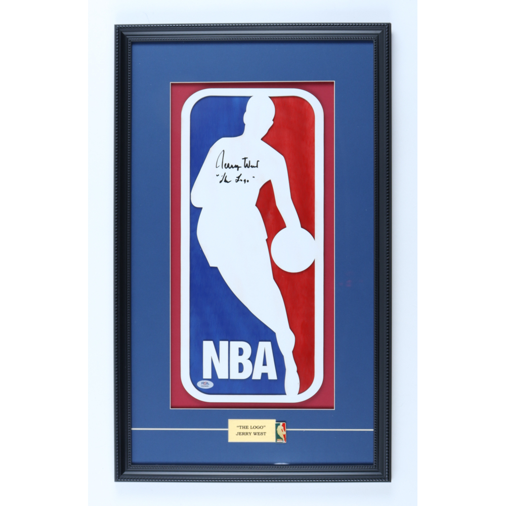 Jerry West Signed NBA Logo Custom Framed Wood Sign Display With NBA ...