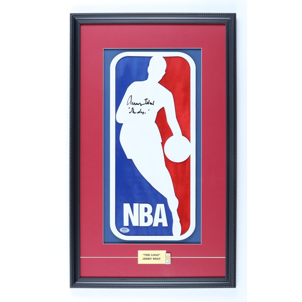 Jerry West Signed NBA Logo Custom Framed Wood Sign Display With NBA ...