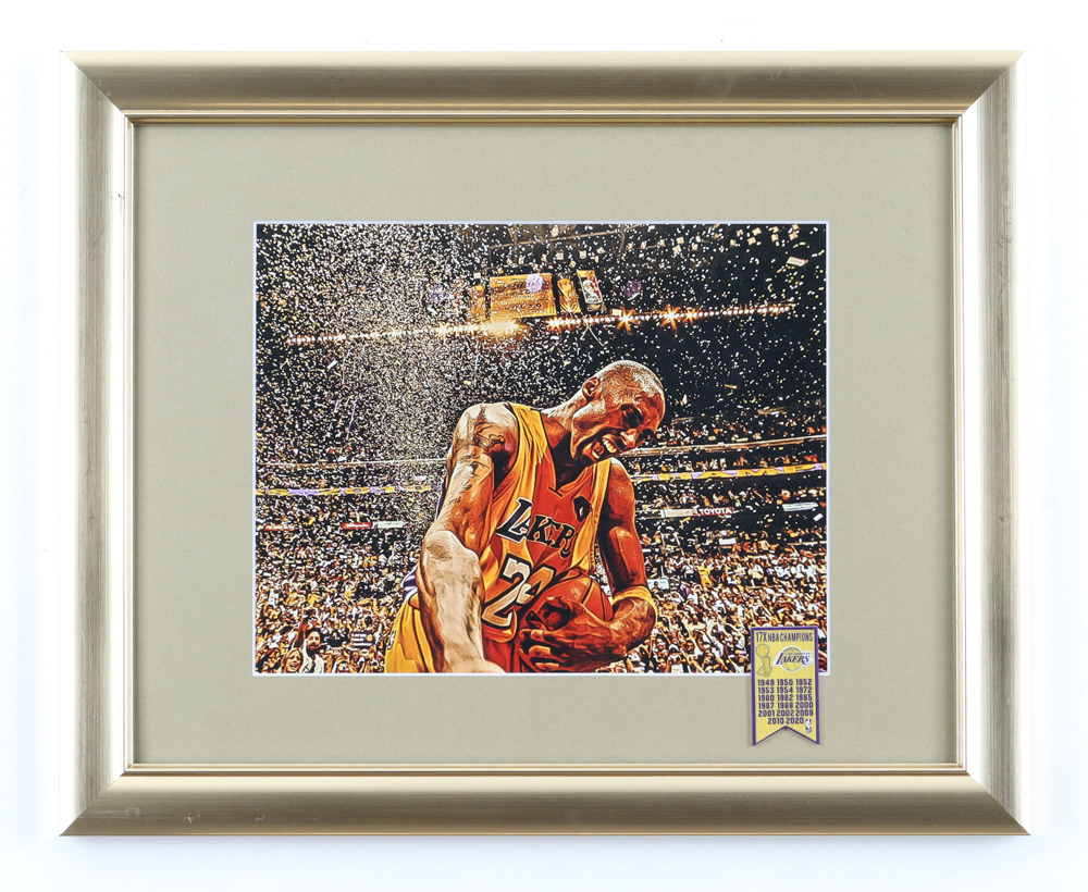 Kobe Bryant Lakers Custom Framed Photo Display With Mini Championship ...