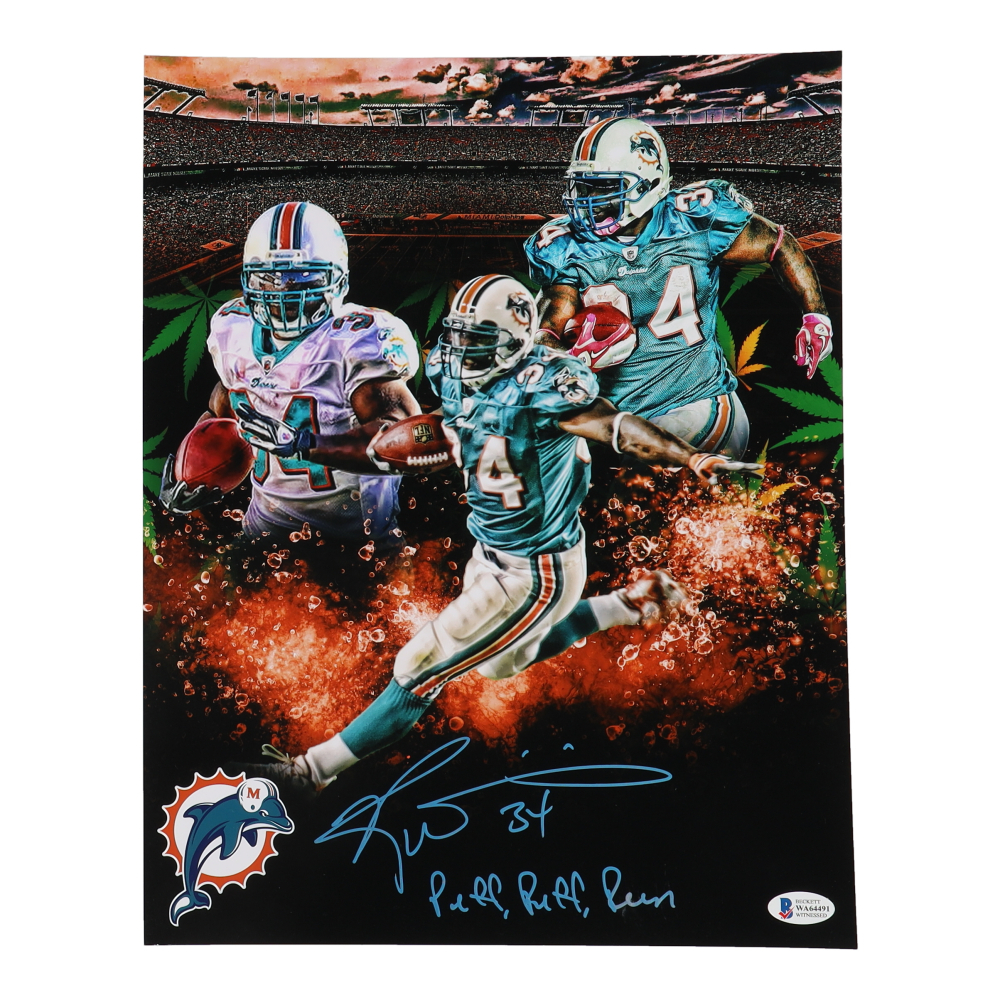 Ricky Williams Signed Dolphins 11x14 Photo Inscribed "Puff, Puff Run ...