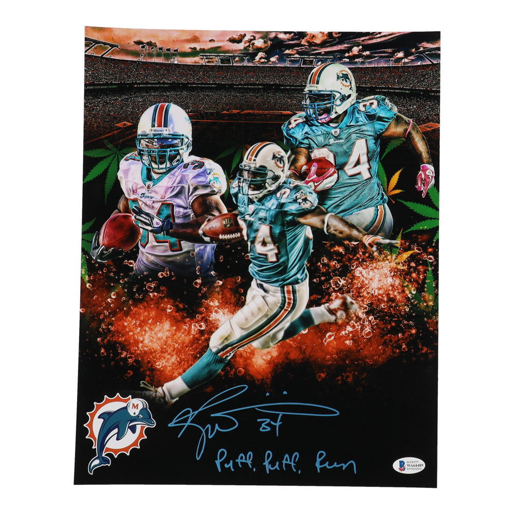 Ricky Williams Signed Dolphins 11x14 Photo Inscribed "Puff, Puff Run ...