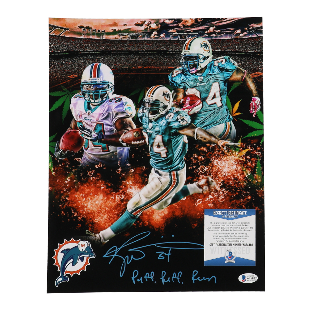 Ricky Williams Signed Dolphins 11x14 Photo Inscribed "Puff, Puff Run ...