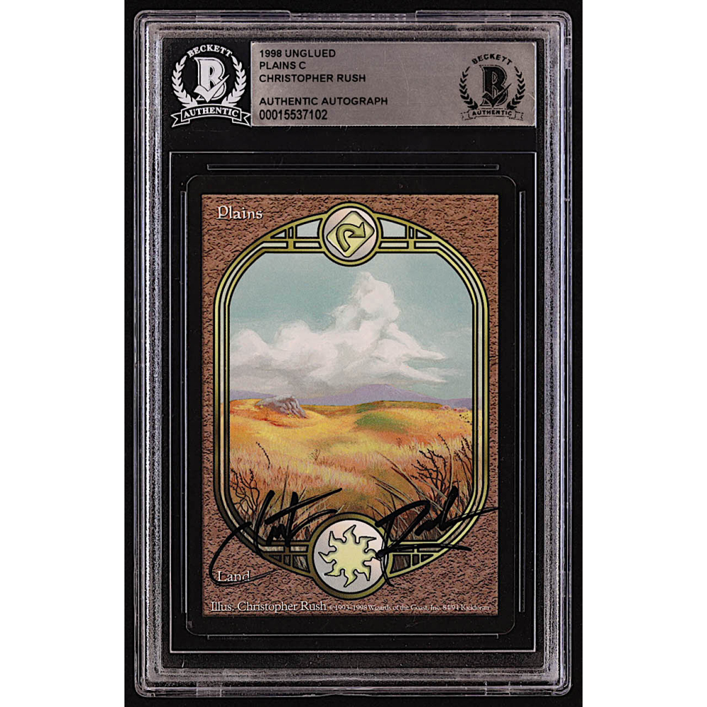 Christopher Rush Signed 1998 Magic The Gathering Unglued #84 Plains C ...