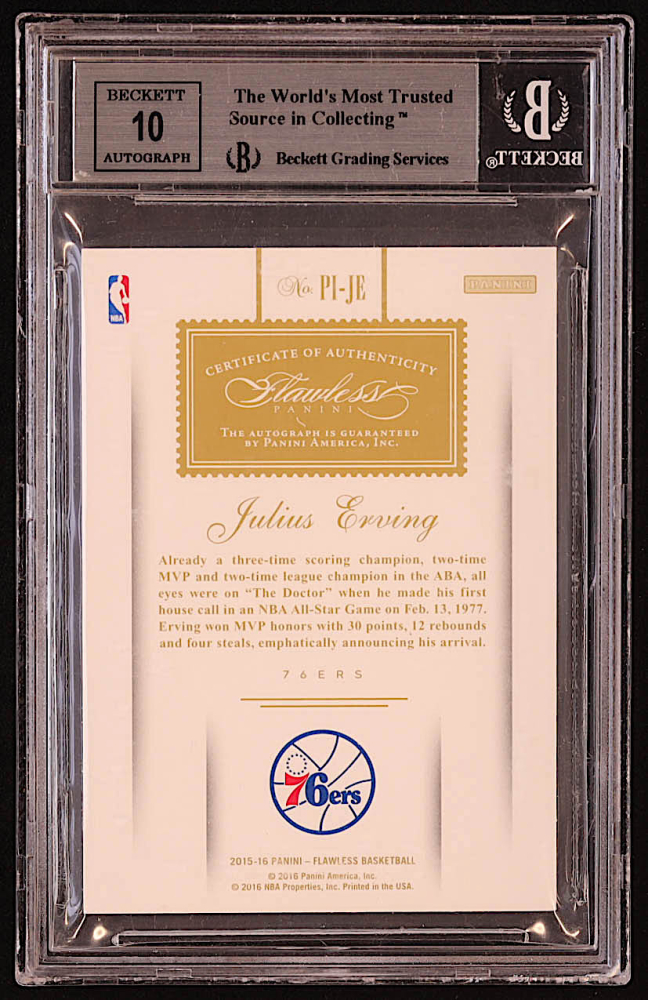 Julius Erving 2015-16 Panini Flawless Premium Ink #PIJE #12/25 (BGS 9 ...