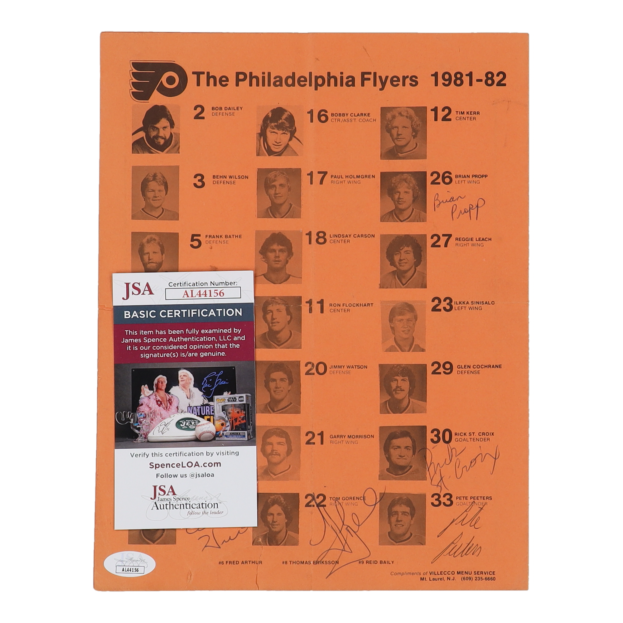 Flyers 1981-82 Program Signed by (5) with Al Hill, Tom Gorence, Rick St ...