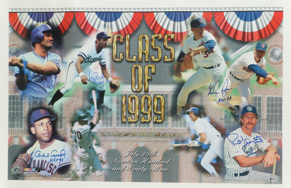 "1999 MLB Hall Of Fame Class" 23x35 Poster Signed By (4) With George ...