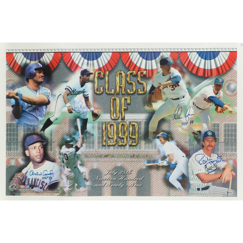 "1999 MLB Hall Of Fame Class" 23x35 Poster Signed By (4) With George ...