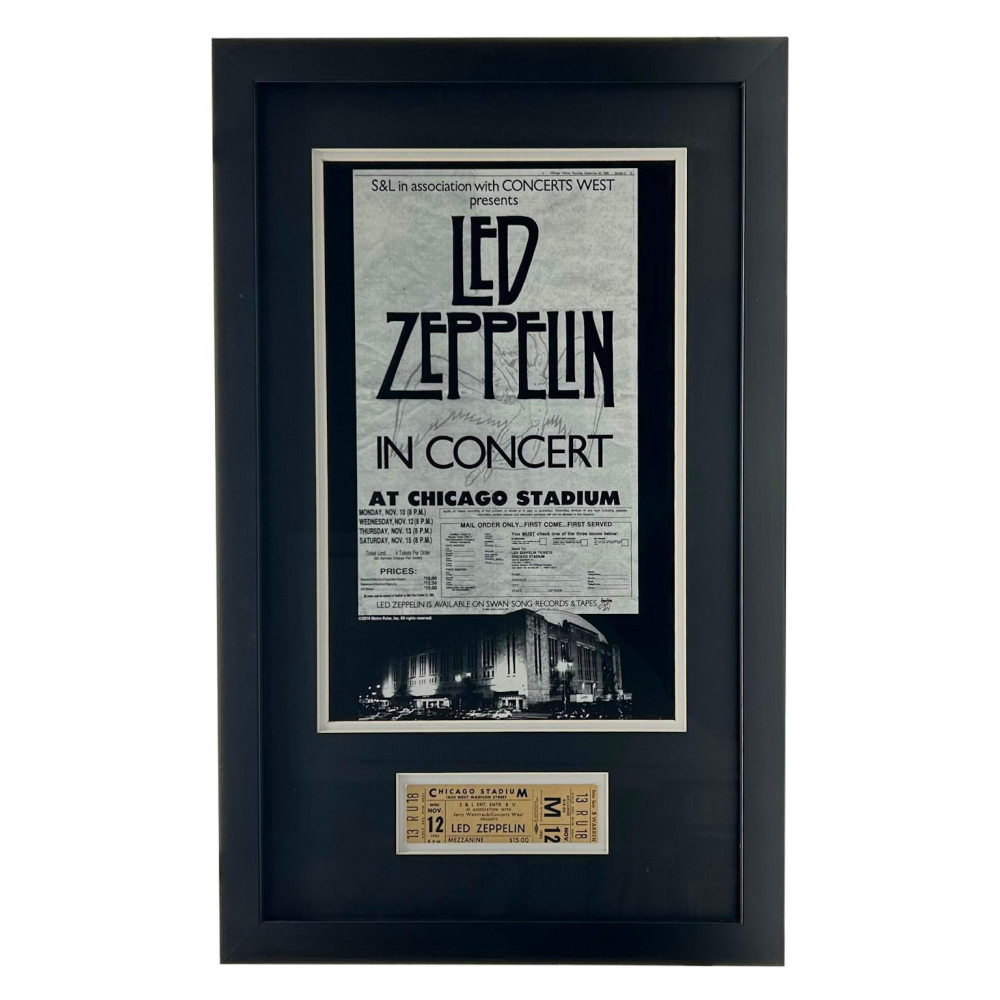 Led Zeppelin Custom Framed Display with Original 1980 Concert Ticket ...
