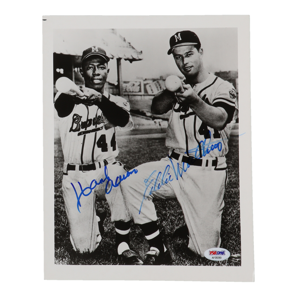 Hank Aaron & Eddie Mathews Signed Braves 8x10 Photo (PSA) | Pristine ...