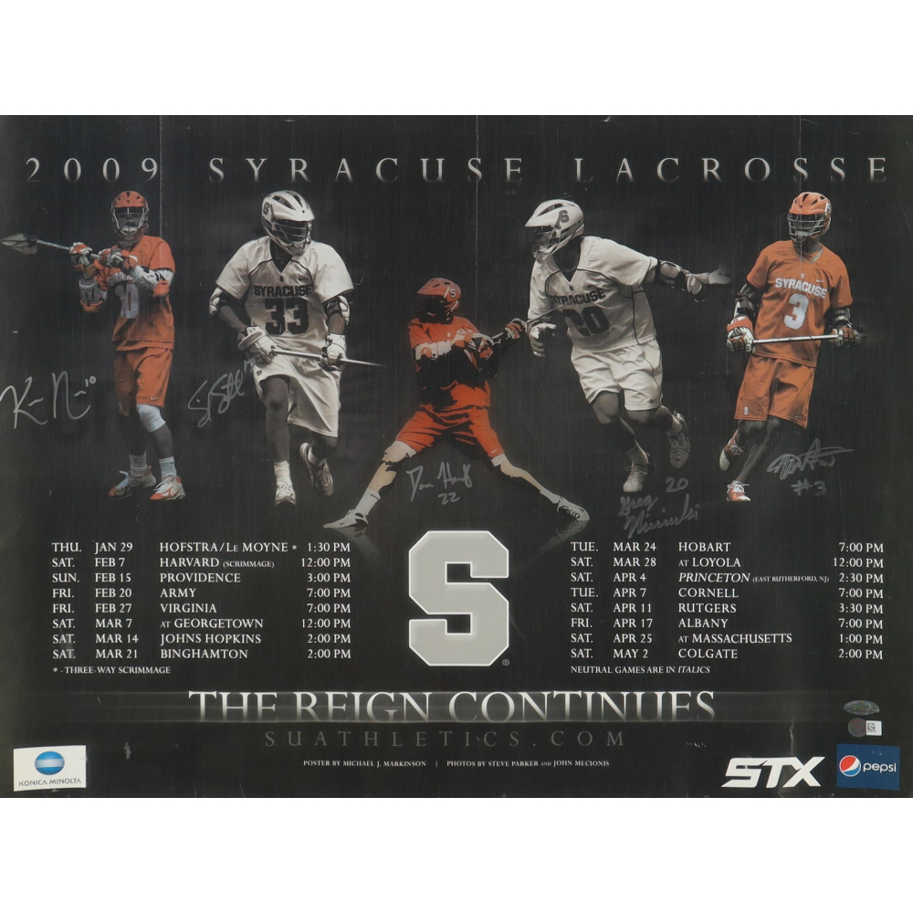 2009 Syracuse Orange Lacrosse 18x24 Schedule Poster Signed by (5) with ...