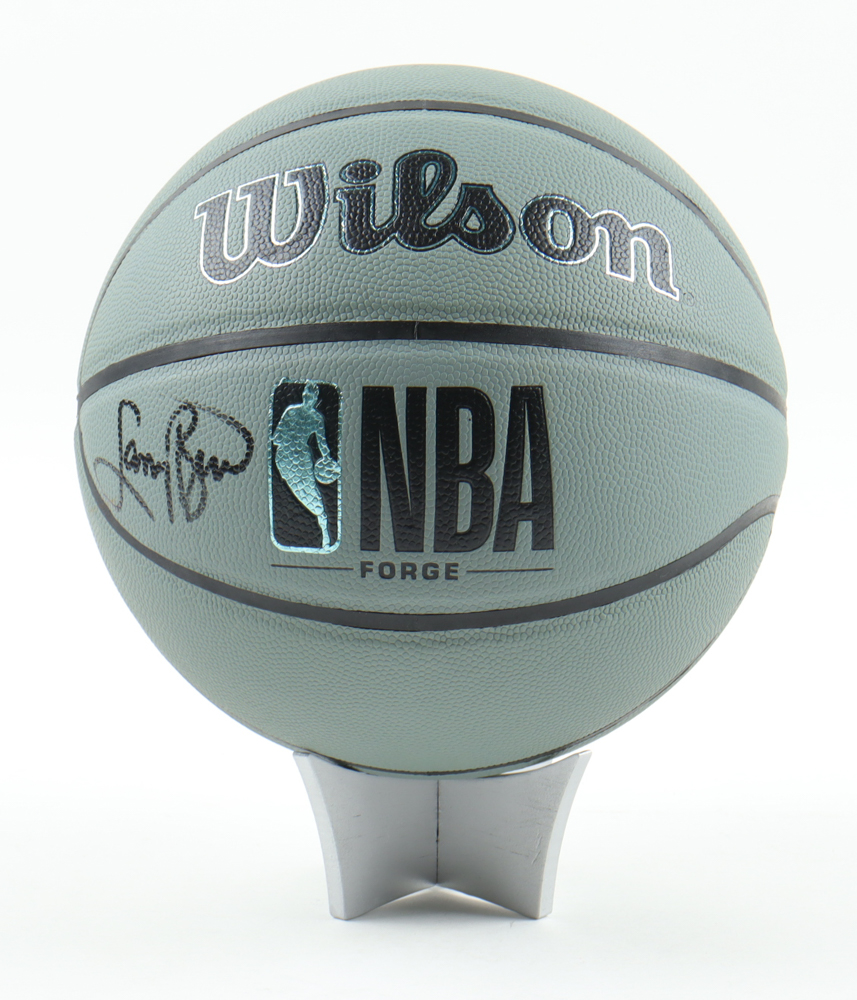 Larry Bird Signed NBA Basketball with Silver Wood Stand (PSA ...