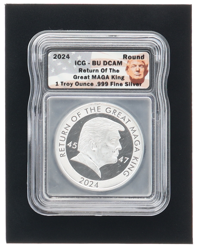 2024 Donald Trump "Return of the Great MAGA King" 1oz .999 Fine Silver Bullion Round (ICG BU ...