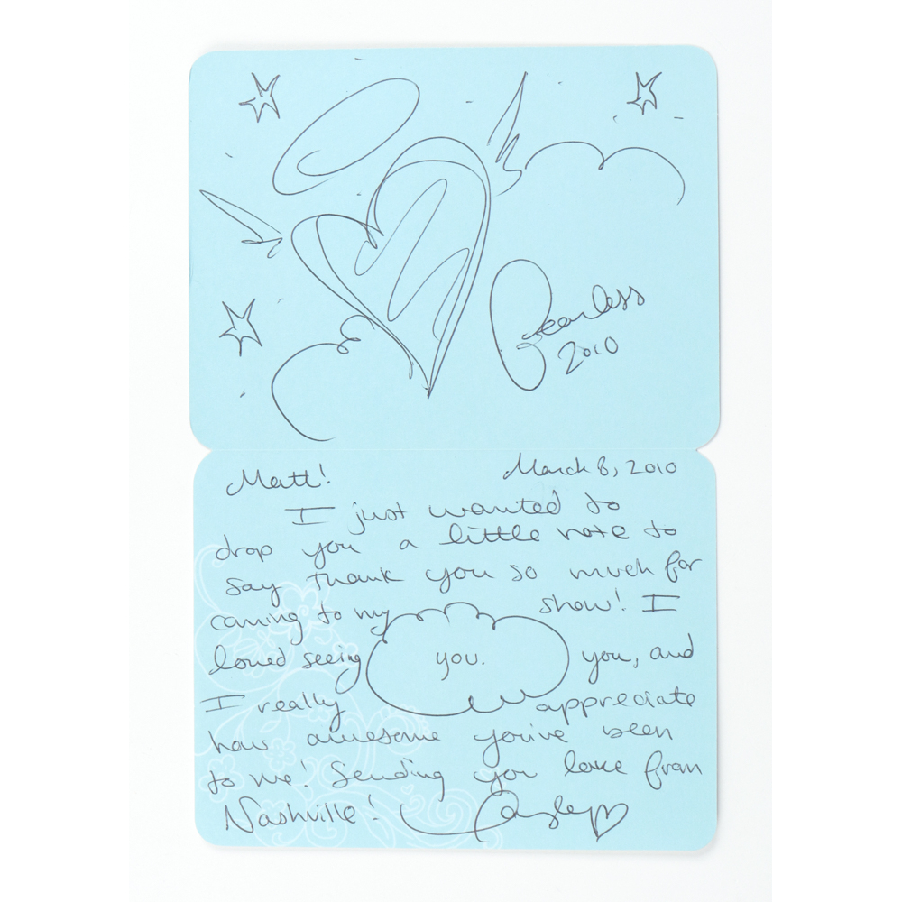 Taylor Swift Signed Original 2010 Hand-Written Thank You Card with (2 ...
