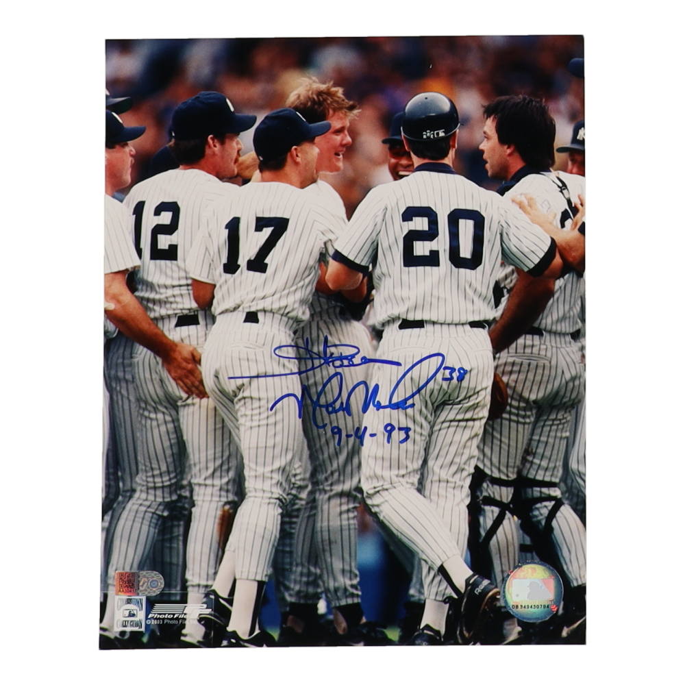 Jim Abbott & Matt Nokes Signed Yankees 8x10 Photo Inscribed "9-4-93 ...
