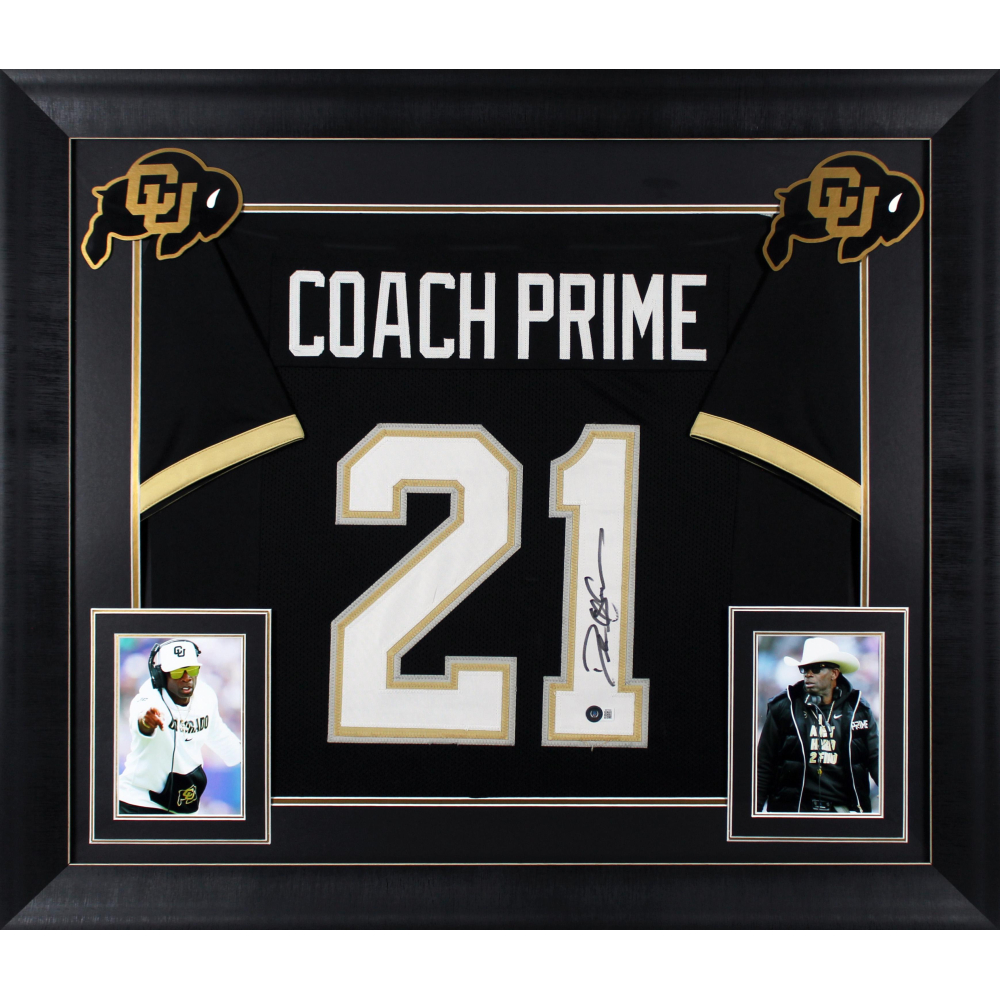 Deion Sanders Signed Custom Framed Jersey Display (Beckett) | Pristine Auction