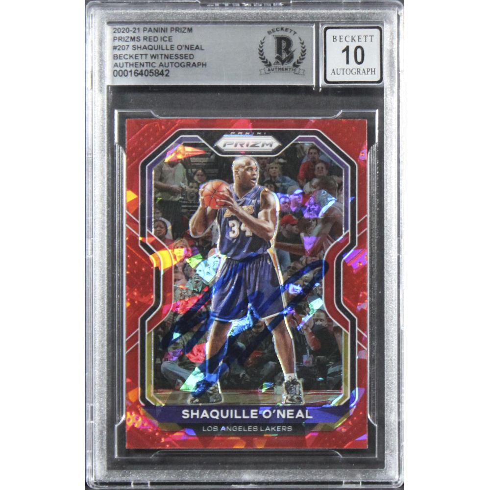 Shaquille O'Neal Signed 2020-21 Panini Prizm Prizms Red Ice #207 (BGS ...