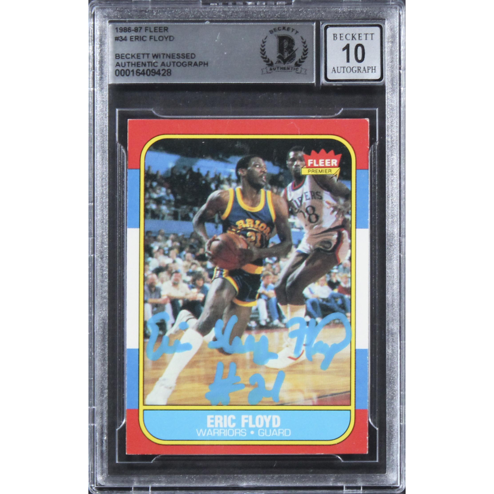 Eric "Sleepy" Floyd Signed 1986-87 Fleer #34 RC (BGS | Autograph Graded ...
