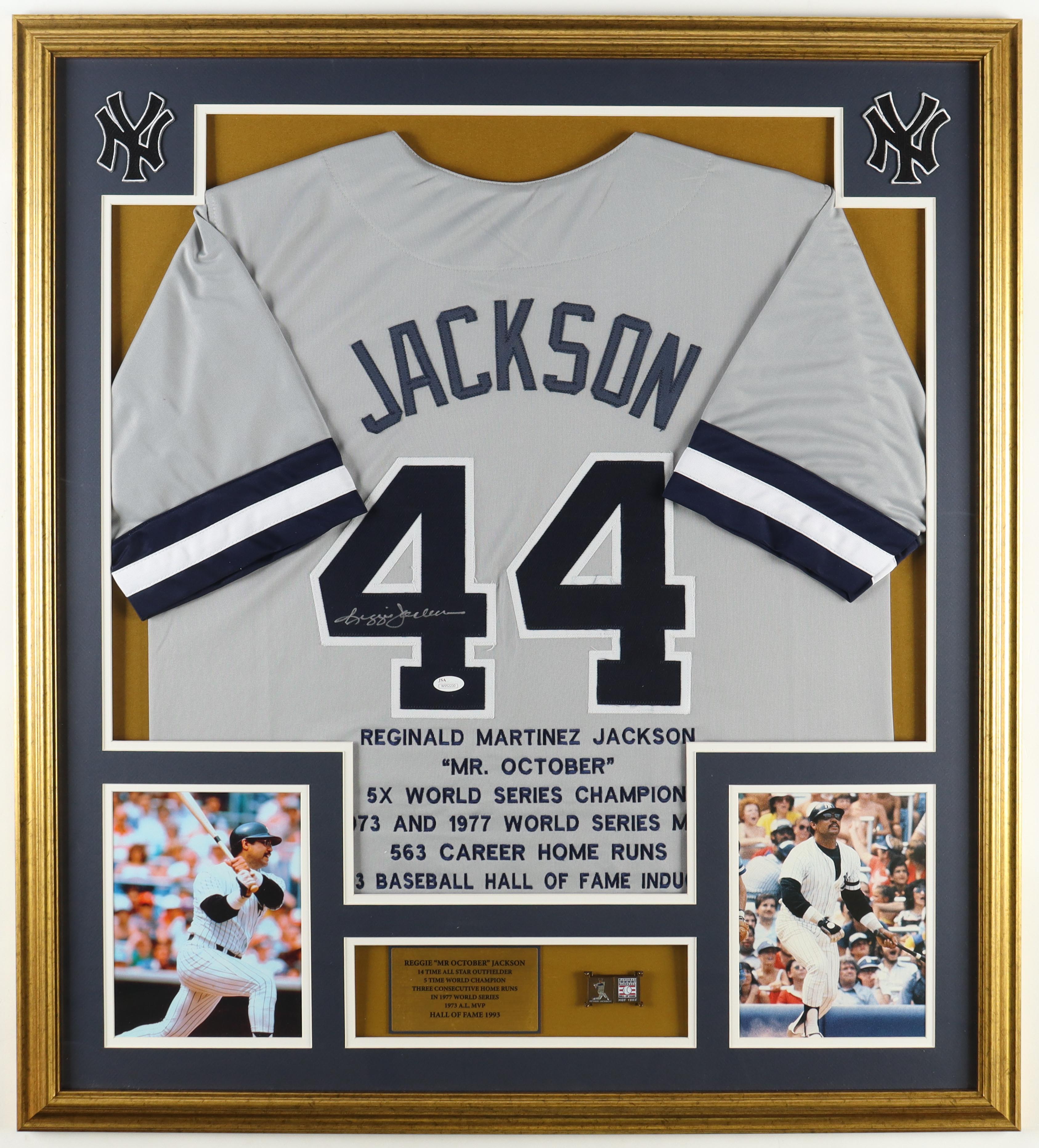Reggie Jackson Signed Custom Framed Jersey Display With Hall Of Fame ...