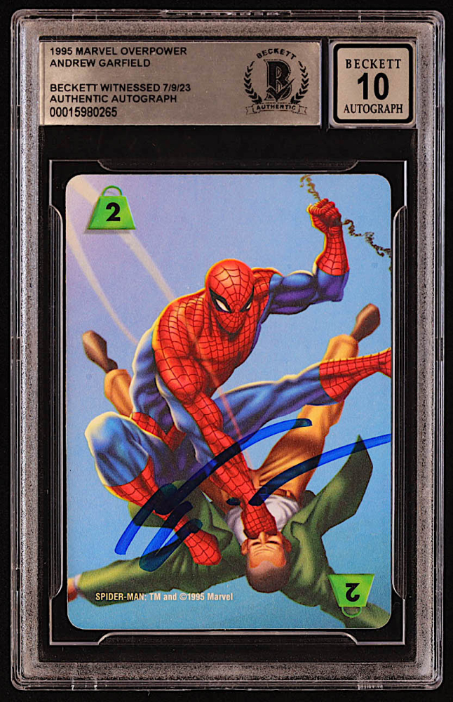 Andrew Garfield Signed 1995 Marvel OverPower #298 Spider-Man - Strength ...