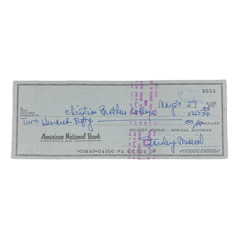 Stan Musial Signed Personal Bank Check (Beckett) | Pristine Auction