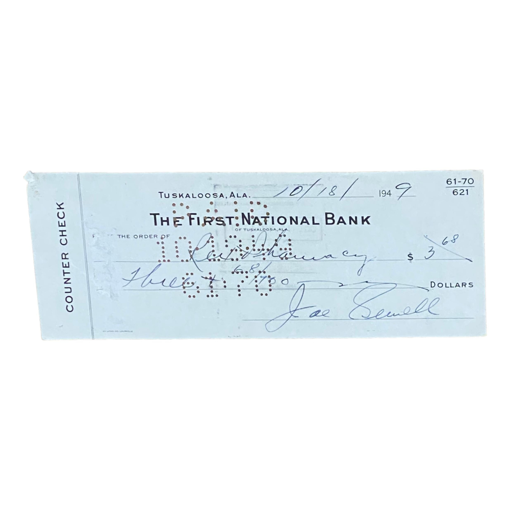 Joe Sewell Signed Personal Bank Check (Beckett) | Pristine Auction