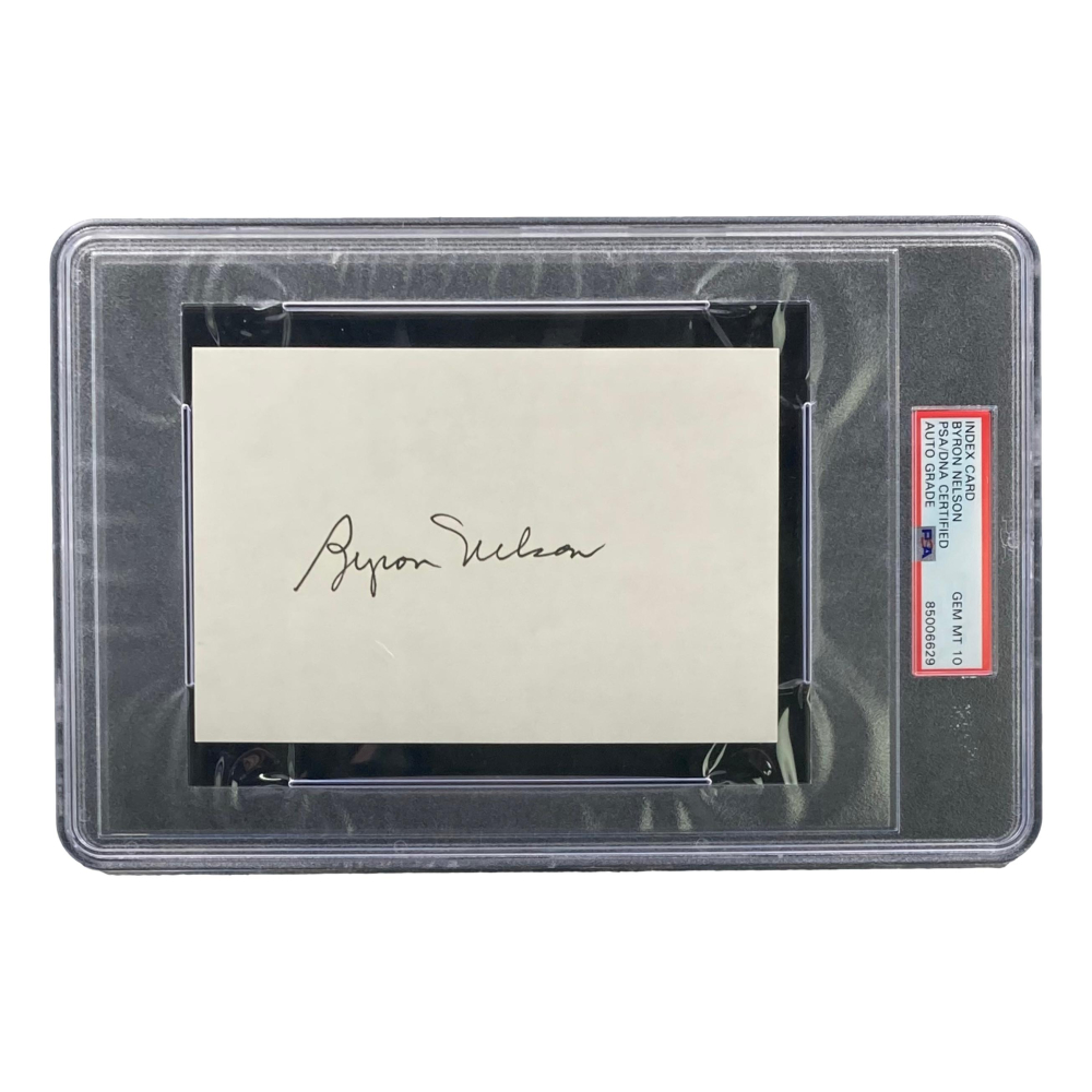 Byron Nelson Signed Index Card (PSA | Autograph Graded 10) | Pristine ...