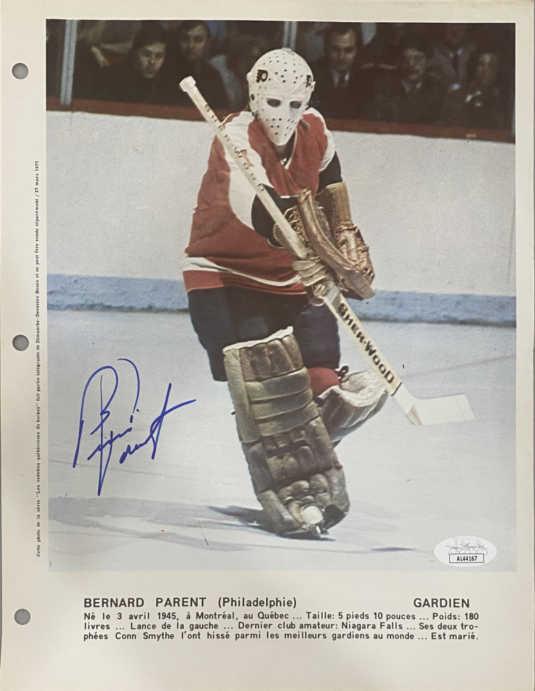 Bernie Parent Signed Flyers 8x10 Photo (JSA) | Pristine Auction