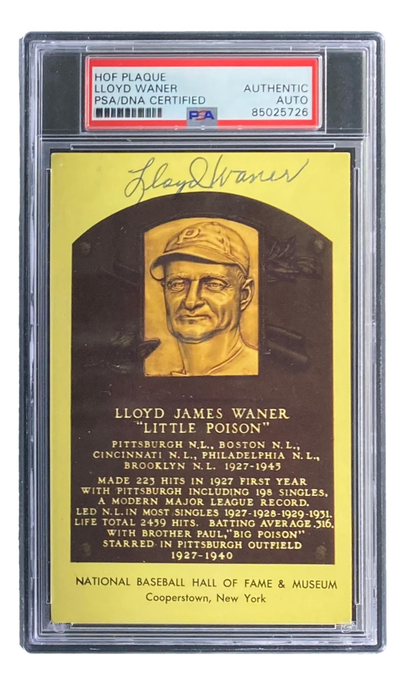 Lloyd Waner Signed Hall of Fame Plaque Postcard (PSA) | Pristine Auction