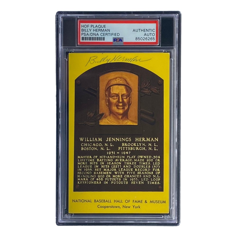 Billy Herman Signed Hall of Fame Plaque Postcard (PSA) | Pristine Auction