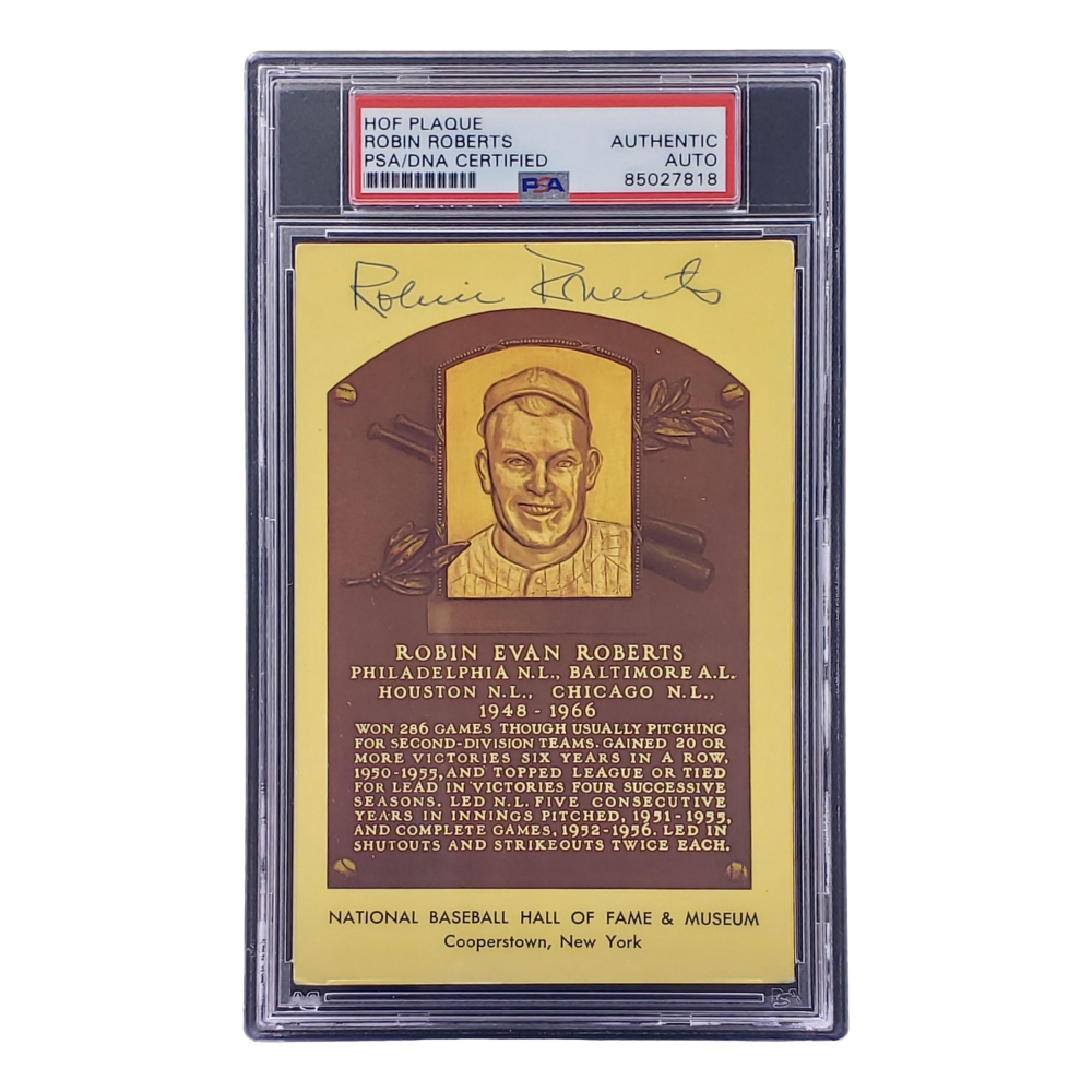 Robin Roberts Signed Hall of Fame Plaque Postcard (PSA) | Pristine Auction