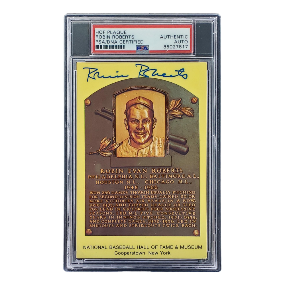 Robin Roberts Signed Hall of Fame Plaque Postcard (PSA) | Pristine Auction